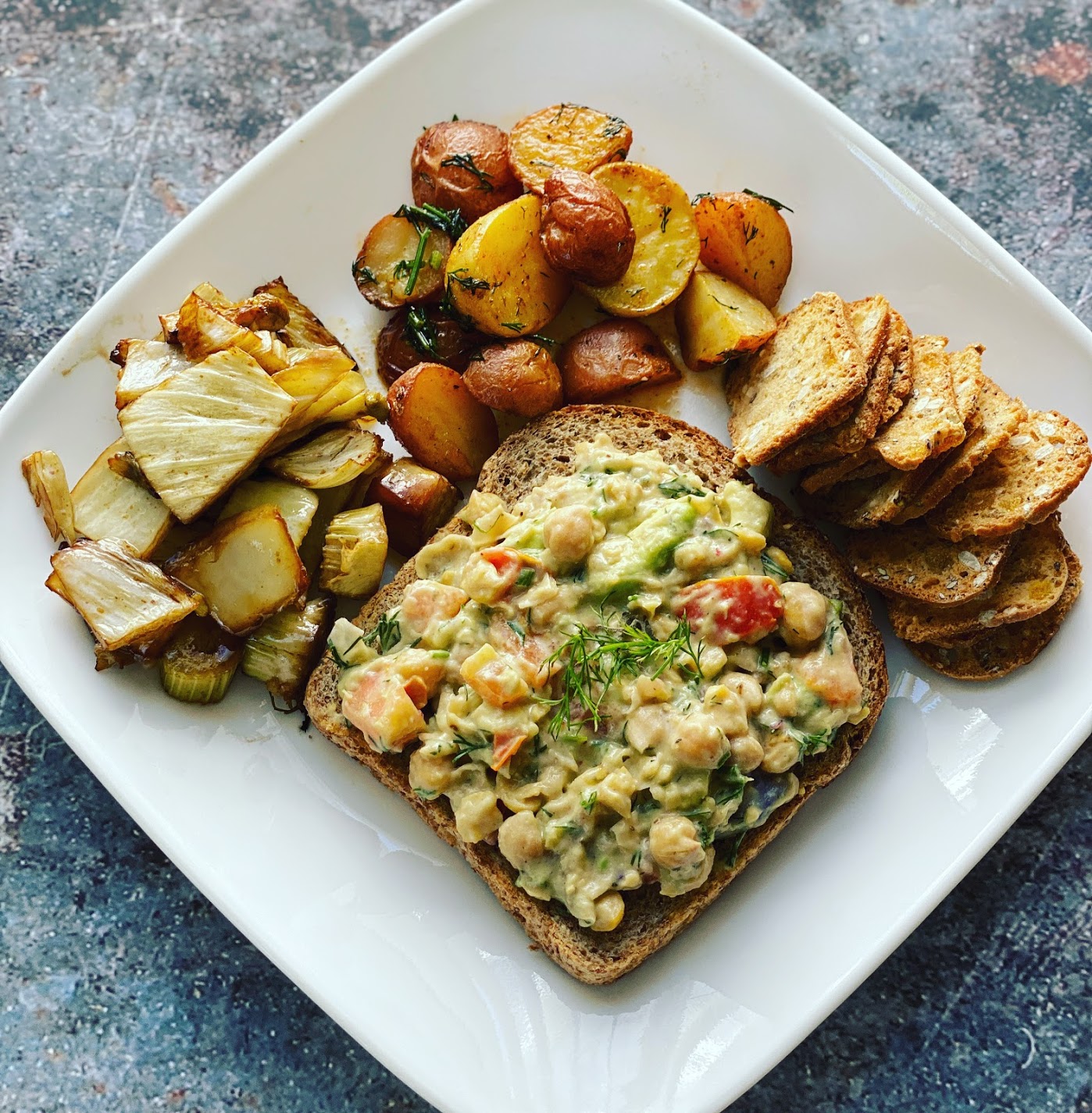 Vegan open faced chickpea sandwich - Eat With Rina